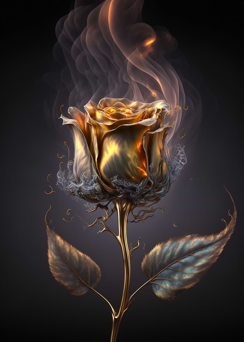 'Abstract golden rose' Poster, picture, metal print, paint by Jiri ...