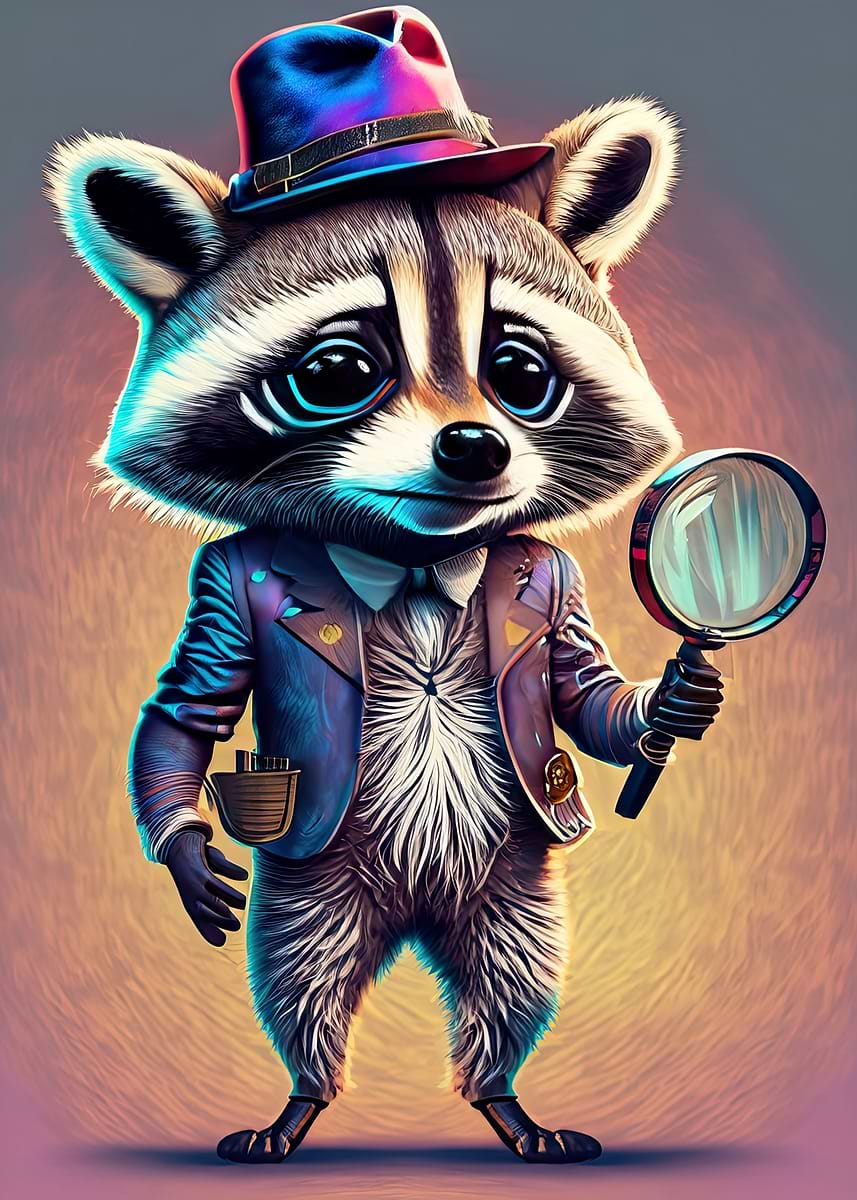 'Detective Raccoon' Poster, picture, metal print, paint by Haru Udu ...