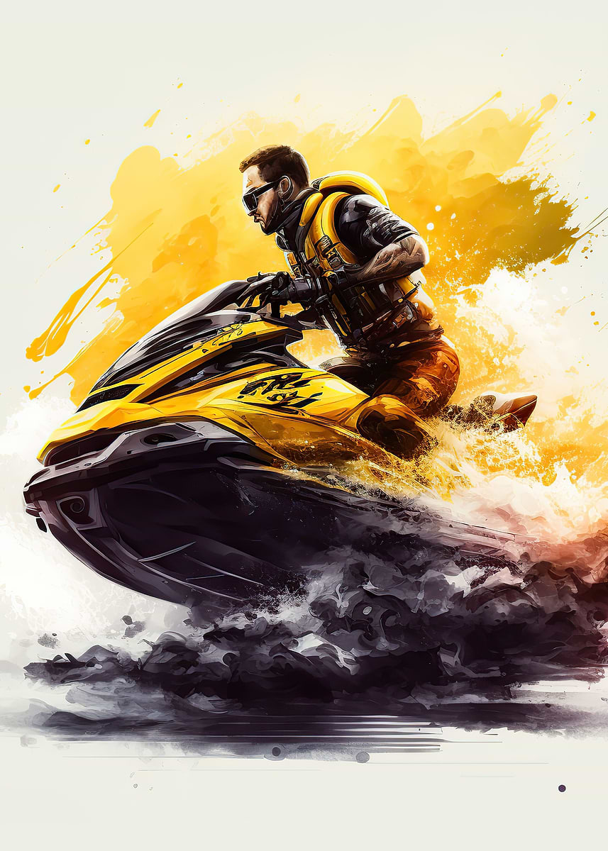 'Jetski ' Poster, picture, metal print, paint by Childs Space | Displate