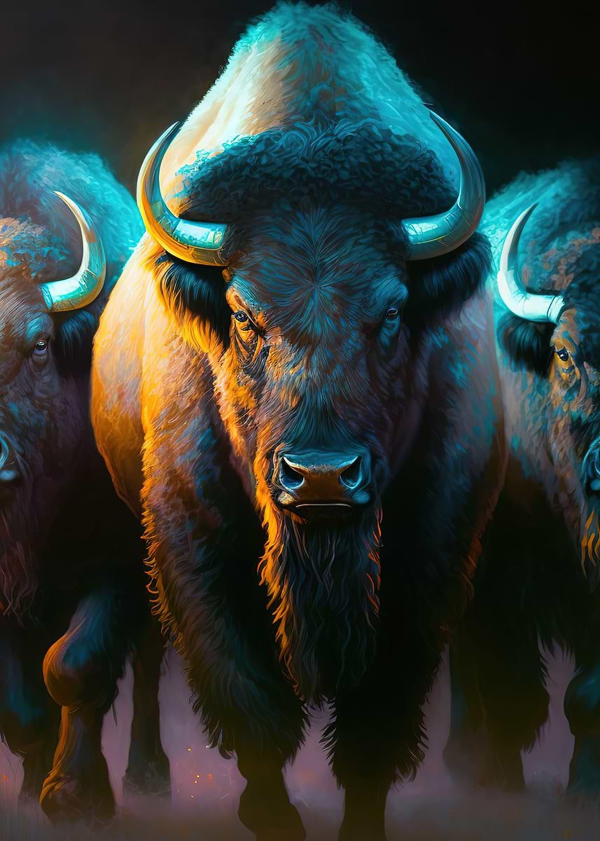 'buffalo animal ' Poster, picture, metal print, paint by Silhouette ...