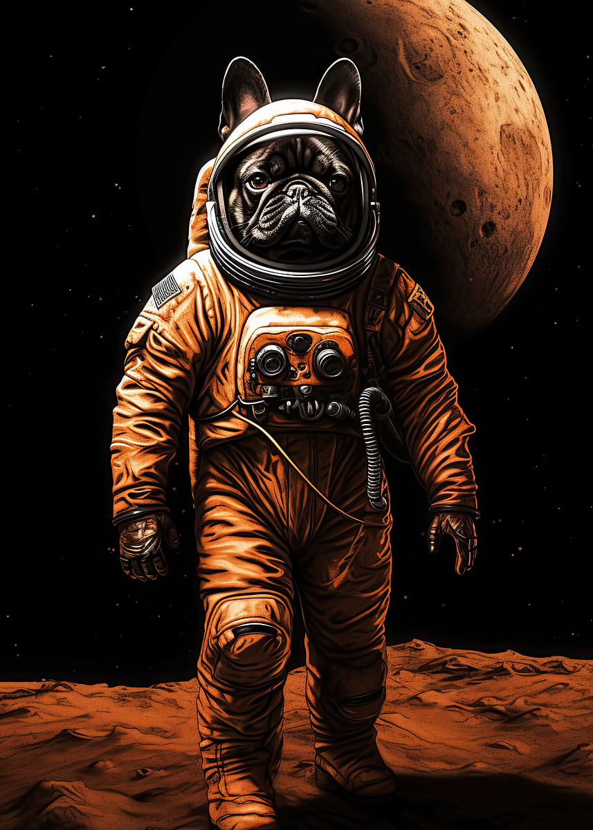 'French Bulldog Dog On Mars' Poster, picture, metal print, paint by ...