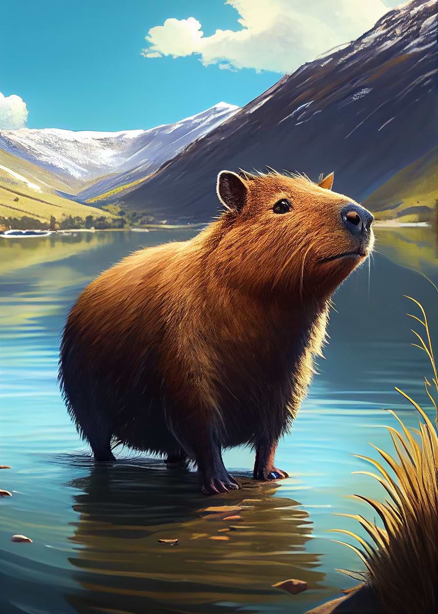 'Capybara Animal' Poster, picture, metal print, paint by DecoyDesign ...