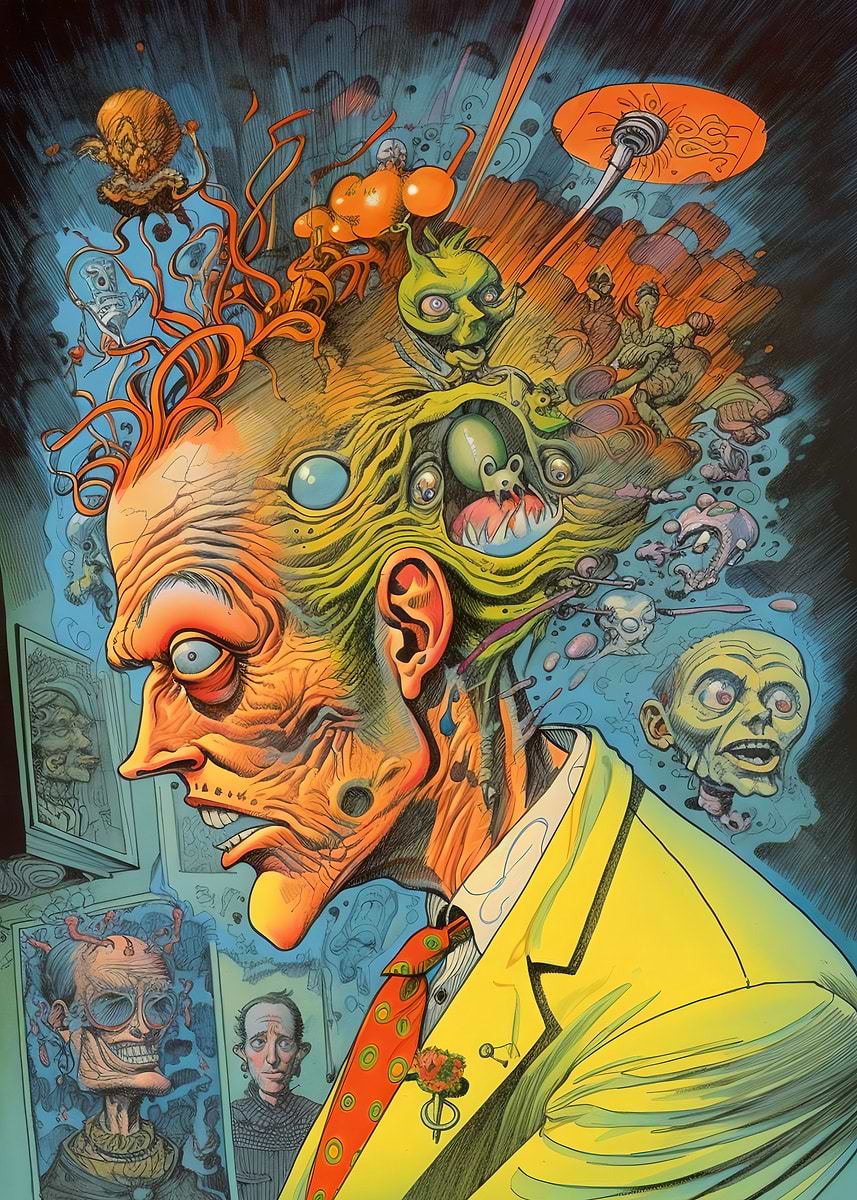 'Trippy Head Portrait' Poster, picture, metal print, paint by Pink ...