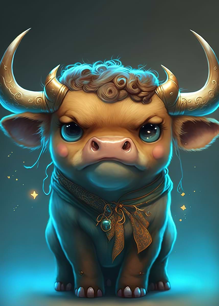 'cute bull ' Poster, picture, metal print, paint by Finlay Hibbert ...