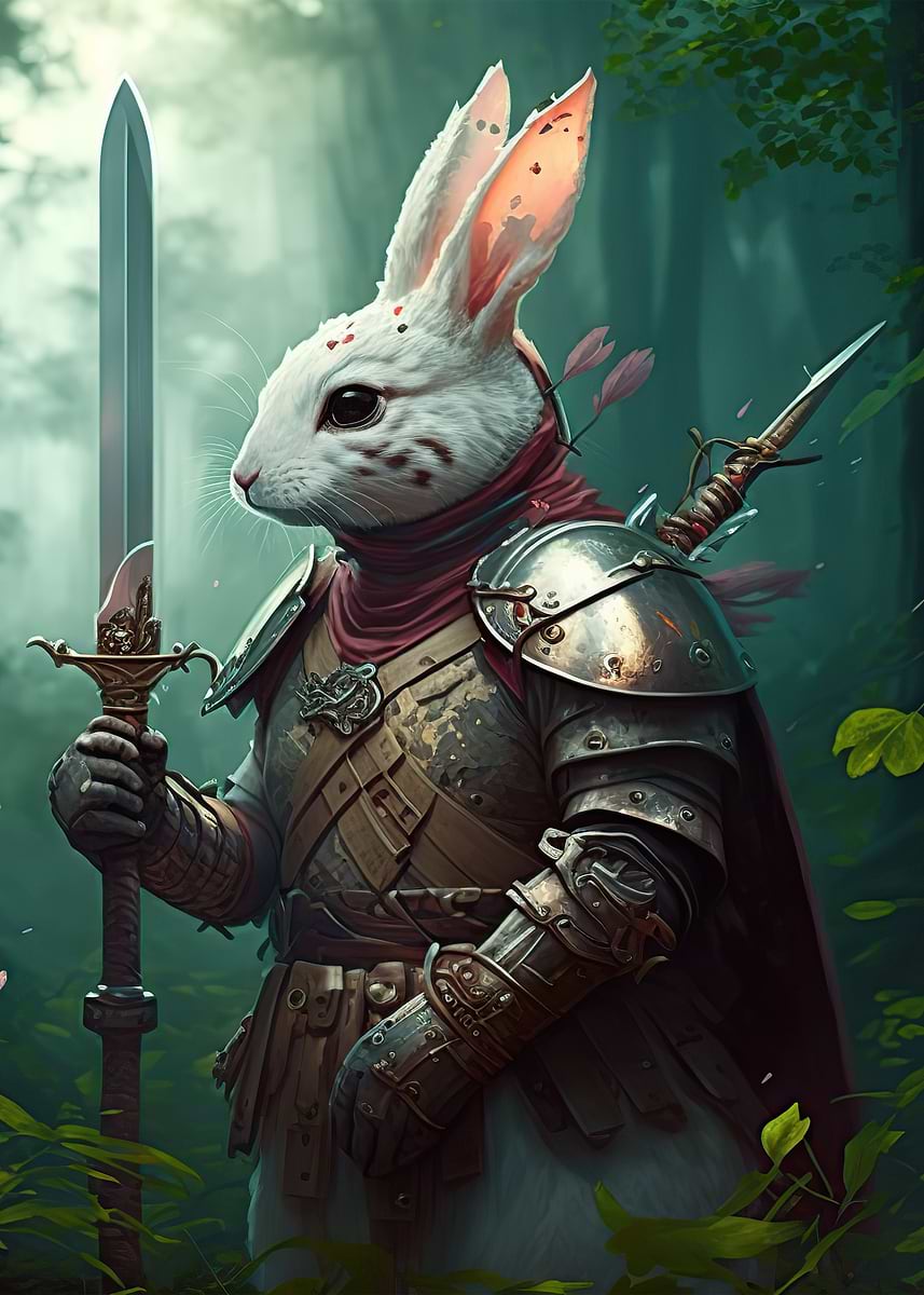 'Warrior rabbit ' Poster, picture, metal print, paint by Silhouette ...