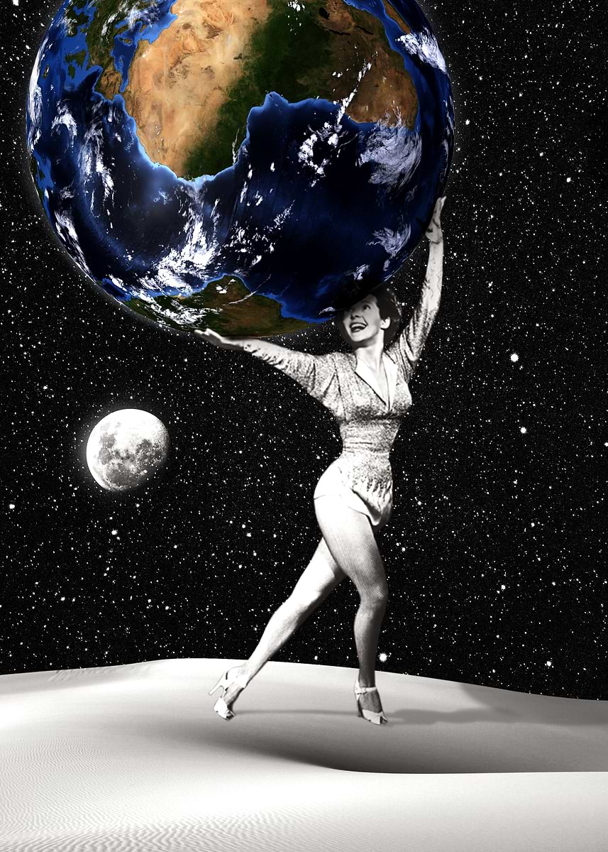 'Vintage Retro Atlas Woman' Poster, picture, metal print, paint by ...