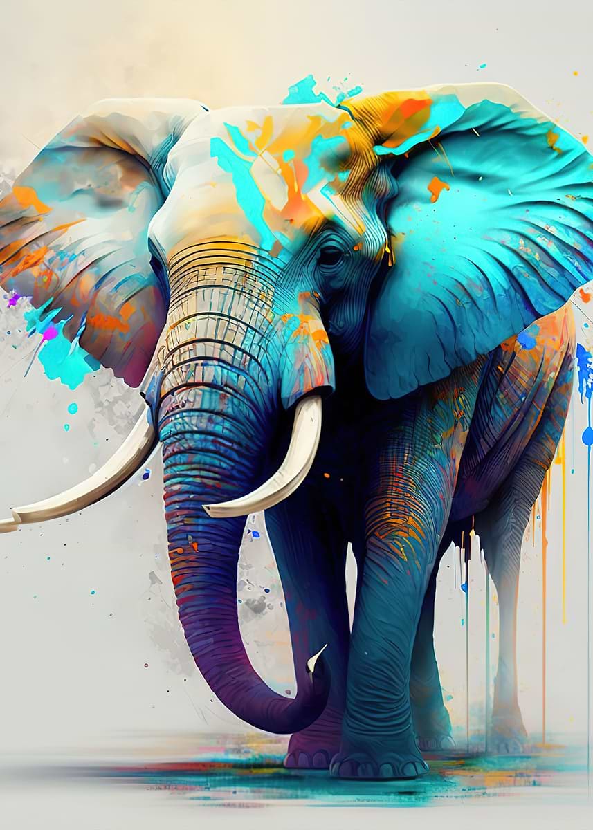 'elephant colorful' Poster, picture, metal print, paint by MillieRose ...