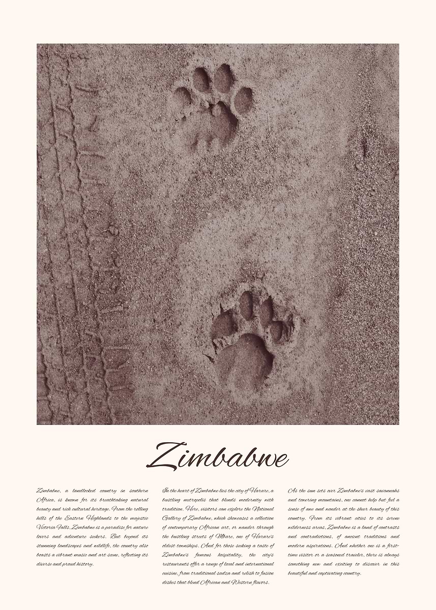 'Zimbabwe Poster' Poster, picture, metal print, paint by Artistic ...