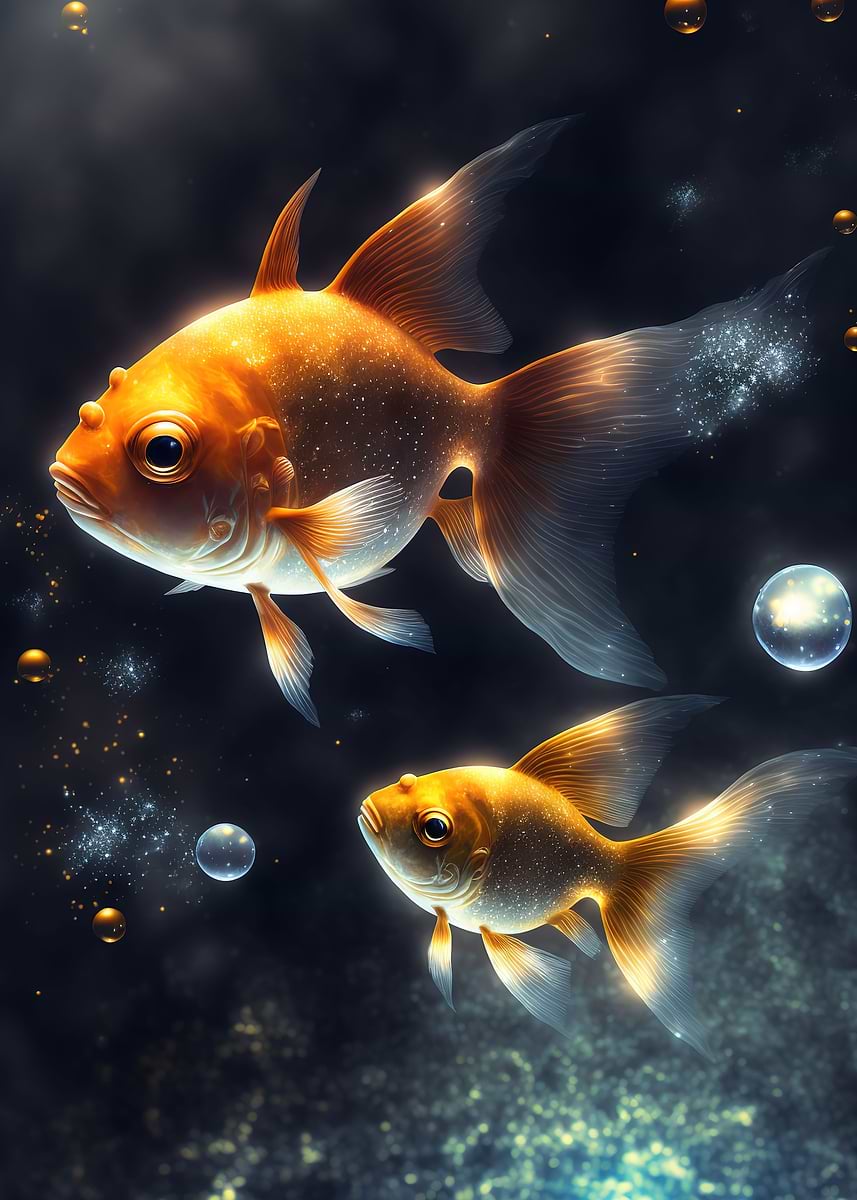 'Goldfish animal' Poster, picture, metal print, paint by Jena | Displate