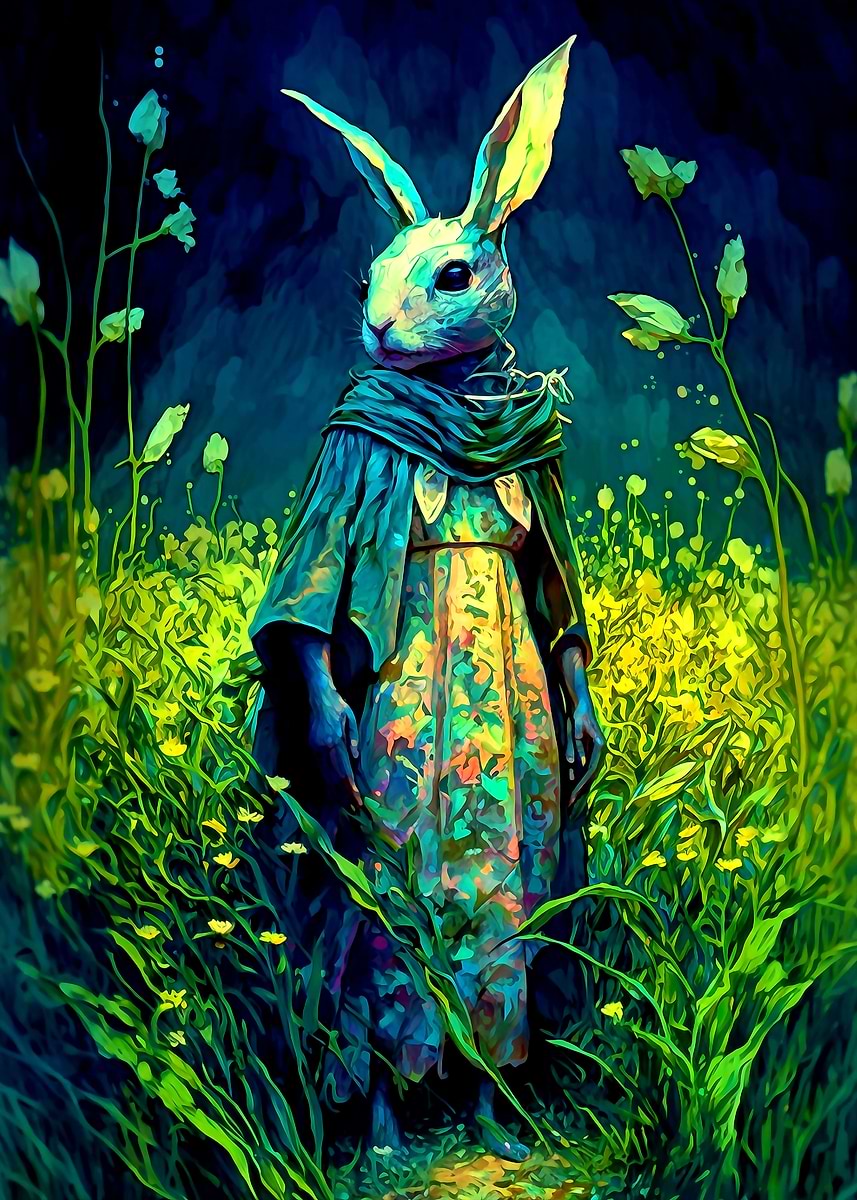 'Rabbit' Poster, picture, metal print, paint by Rane Acer | Displate