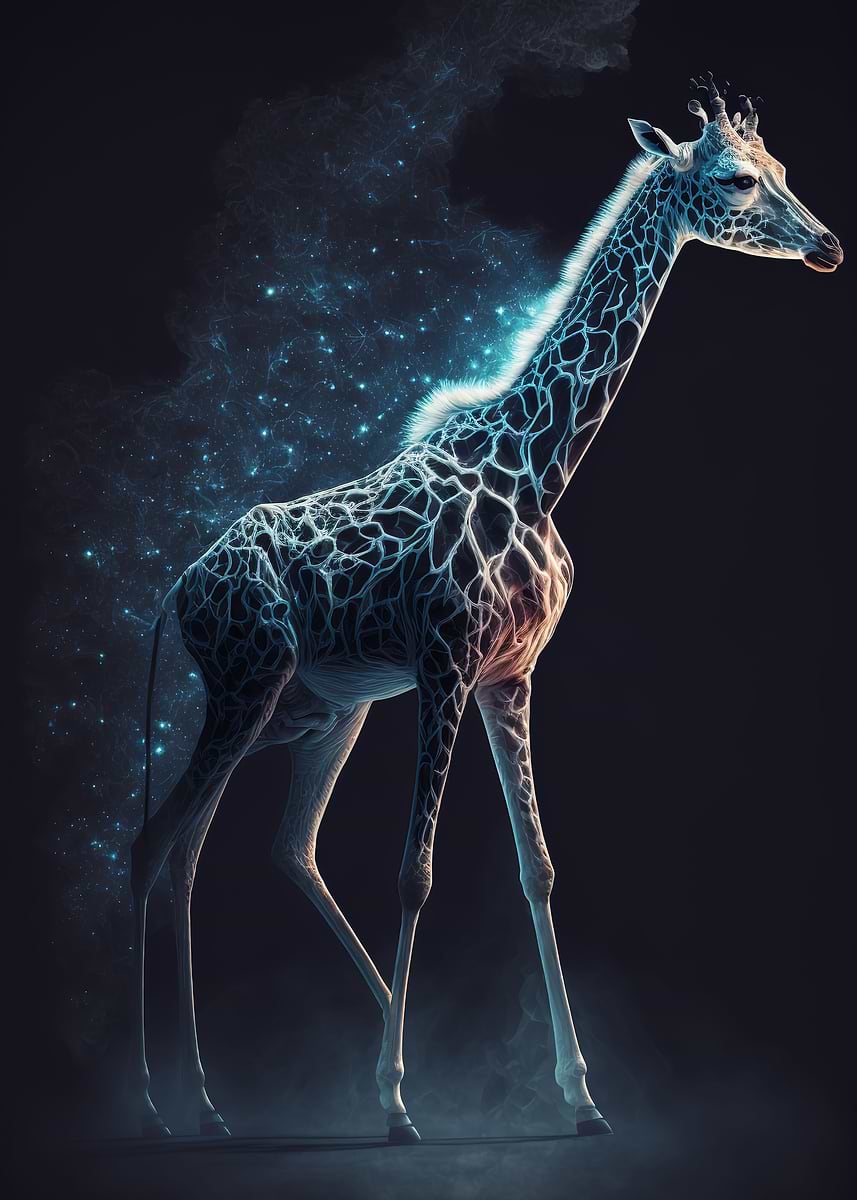 'neon giraffe ' Poster, picture, metal print, paint by Chester Draper ...