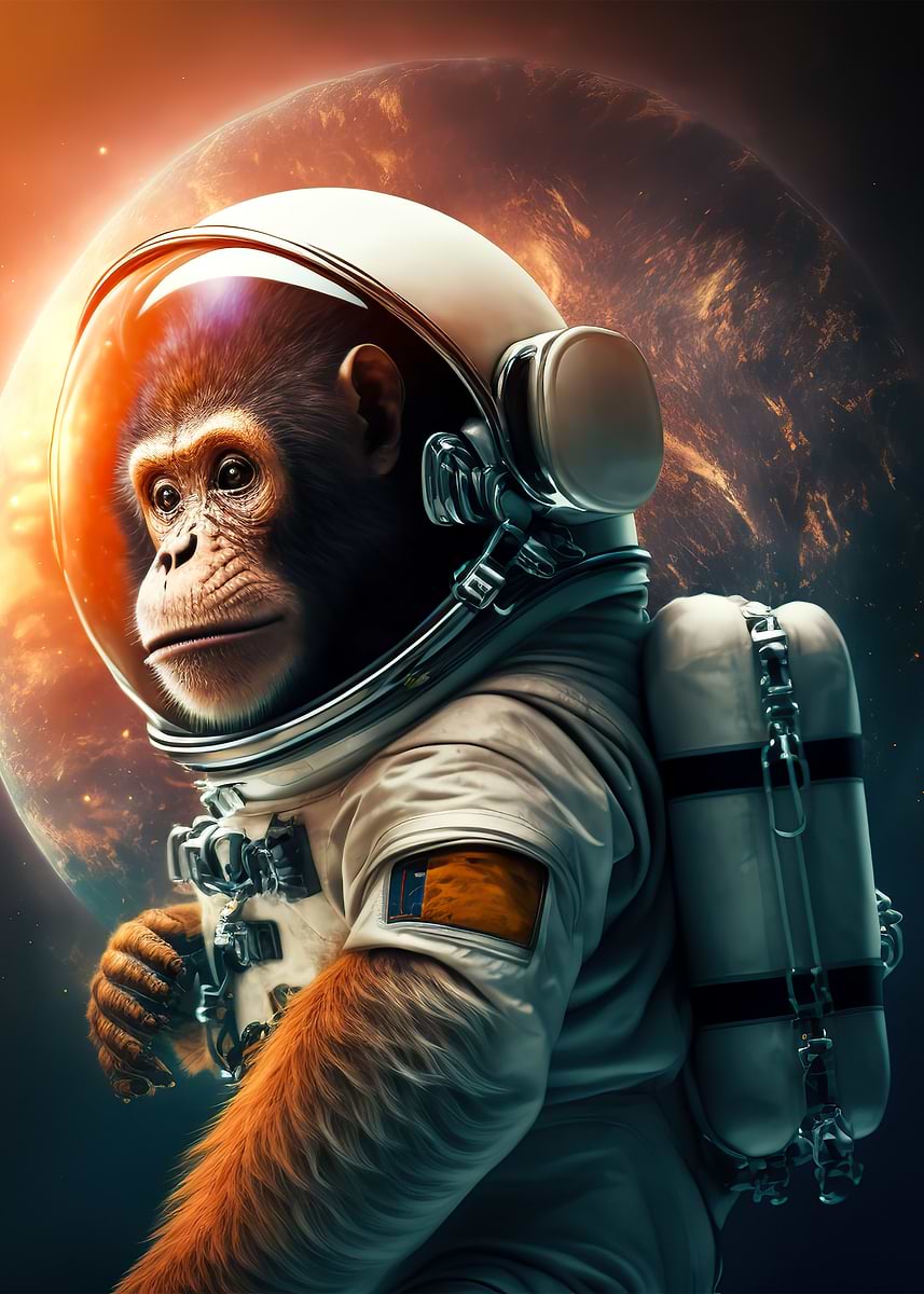 'Chimp astronaut' Poster, picture, metal print, paint by Yannis Denton ...