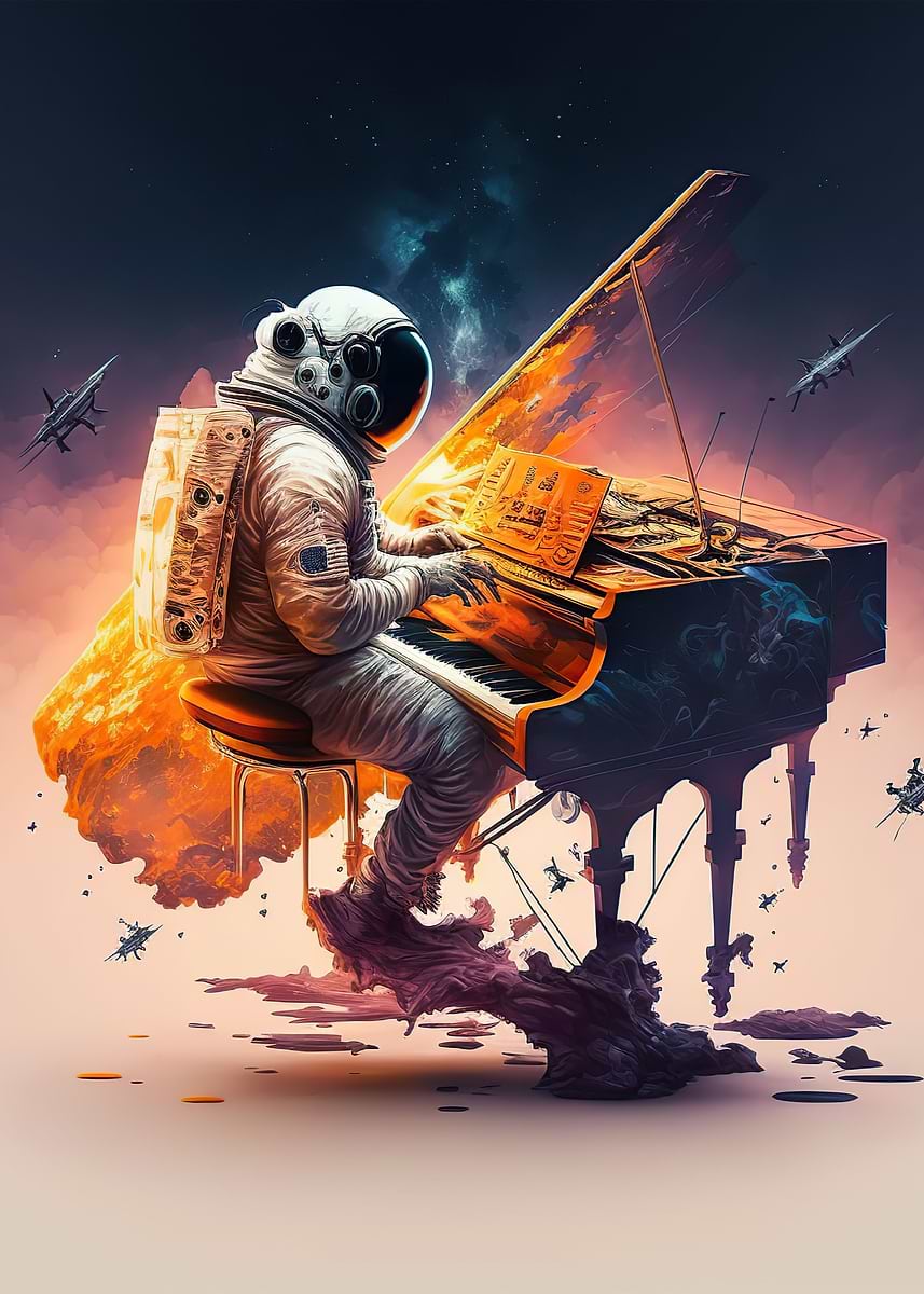 'Piano in space' Poster, picture, metal print, paint by Ahmet Thorpe ...