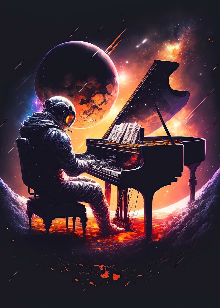 'Piano in space' Poster, picture, metal print, paint by Ahmet Thorpe ...