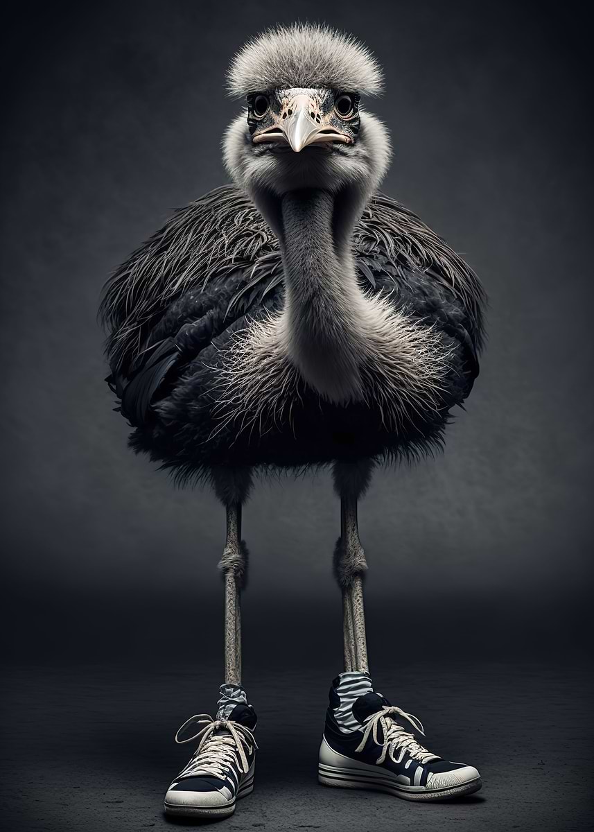 'Ostrich animal' Poster, picture, metal print, paint by MAD SPACE ...