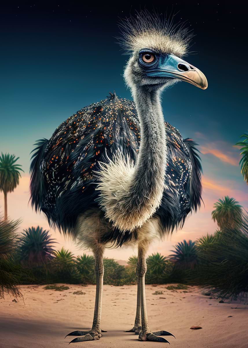 'Ostrich animal' Poster, picture, metal print, paint by MAD SPACE ...