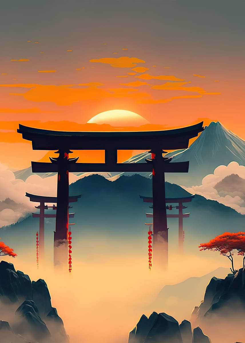 'Japanese Torii gate' Poster, picture, metal print, paint by Desiree ...