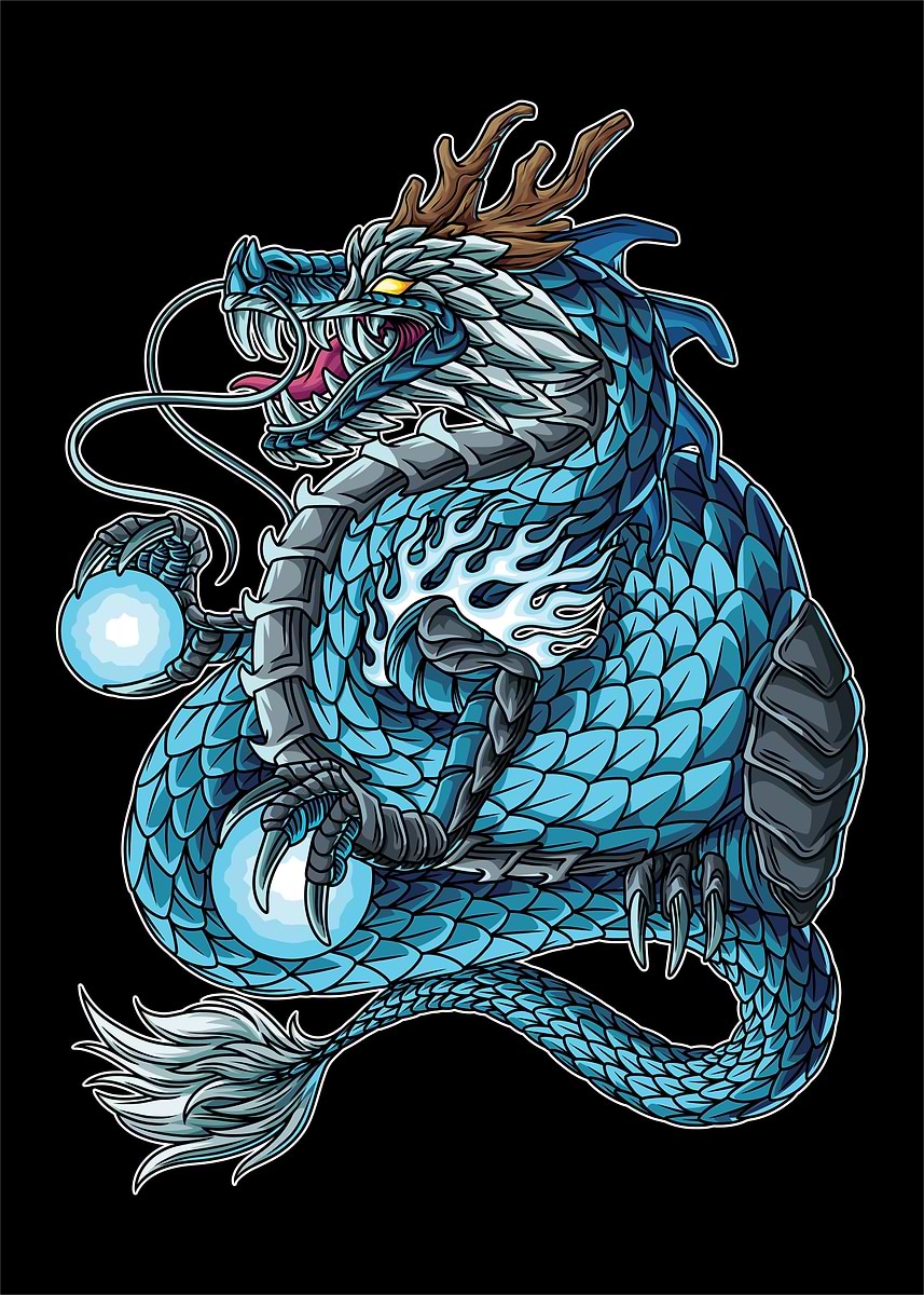 'Mecha Dragon Illustration' Poster, picture, metal print, paint by ...