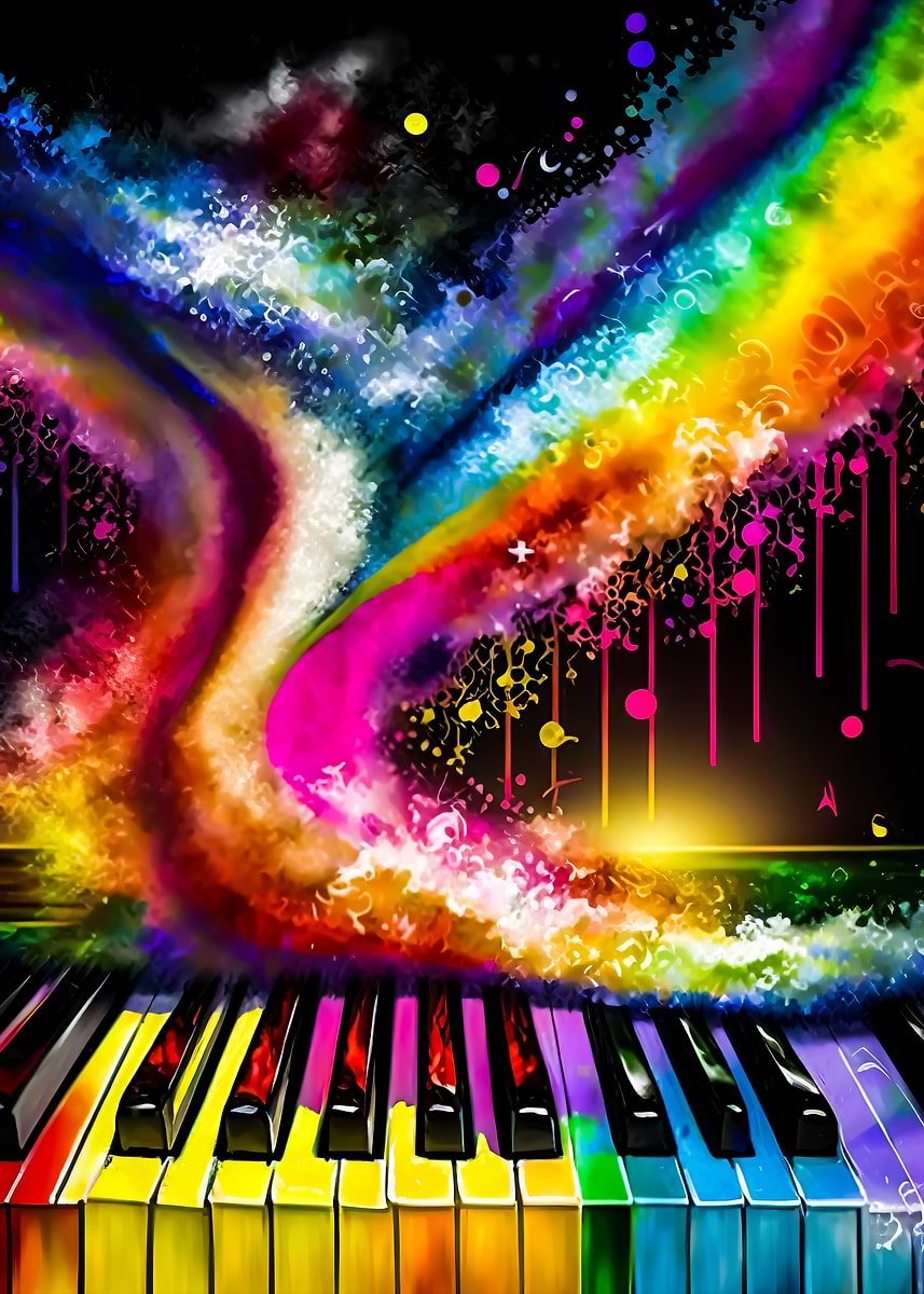 'piano colorful' Poster, picture, metal print, paint by 5Fine | Displate