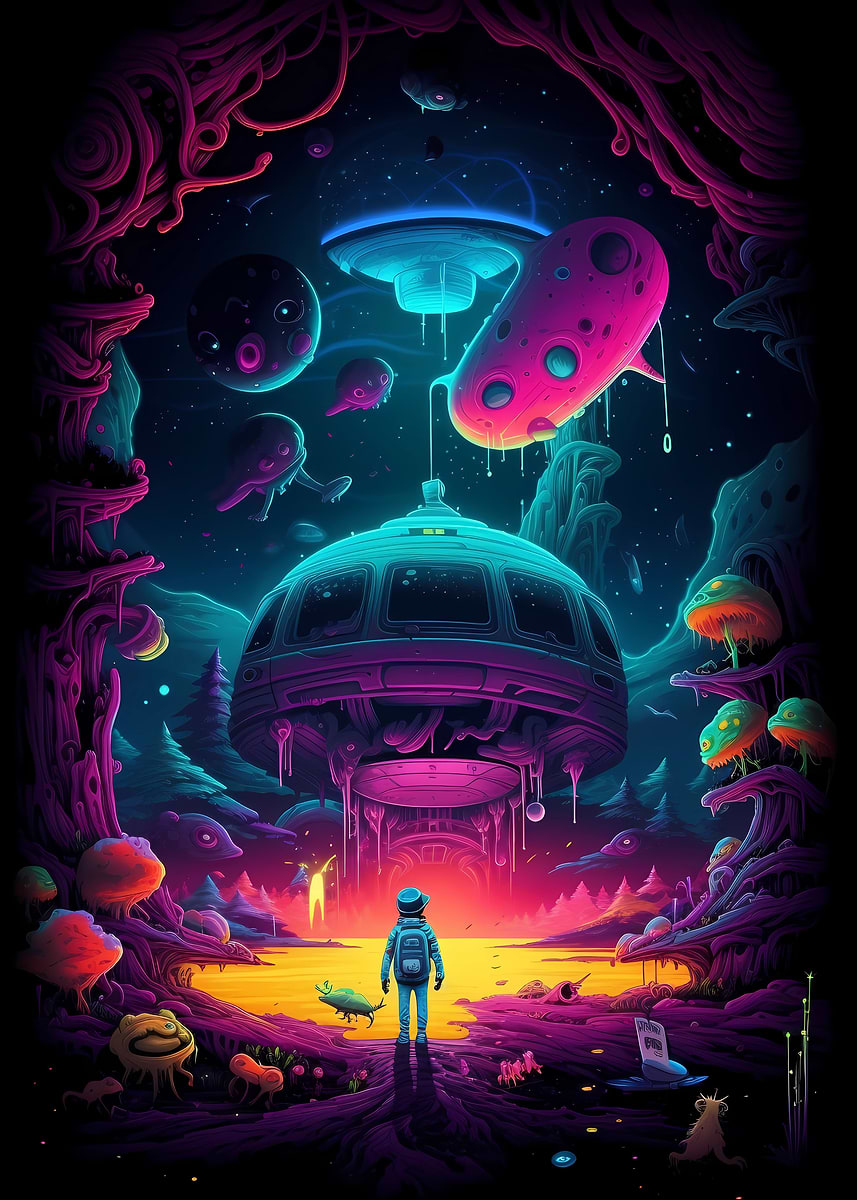 'Boy in Trippy Space ' Poster, picture, metal print, paint by Pink ...
