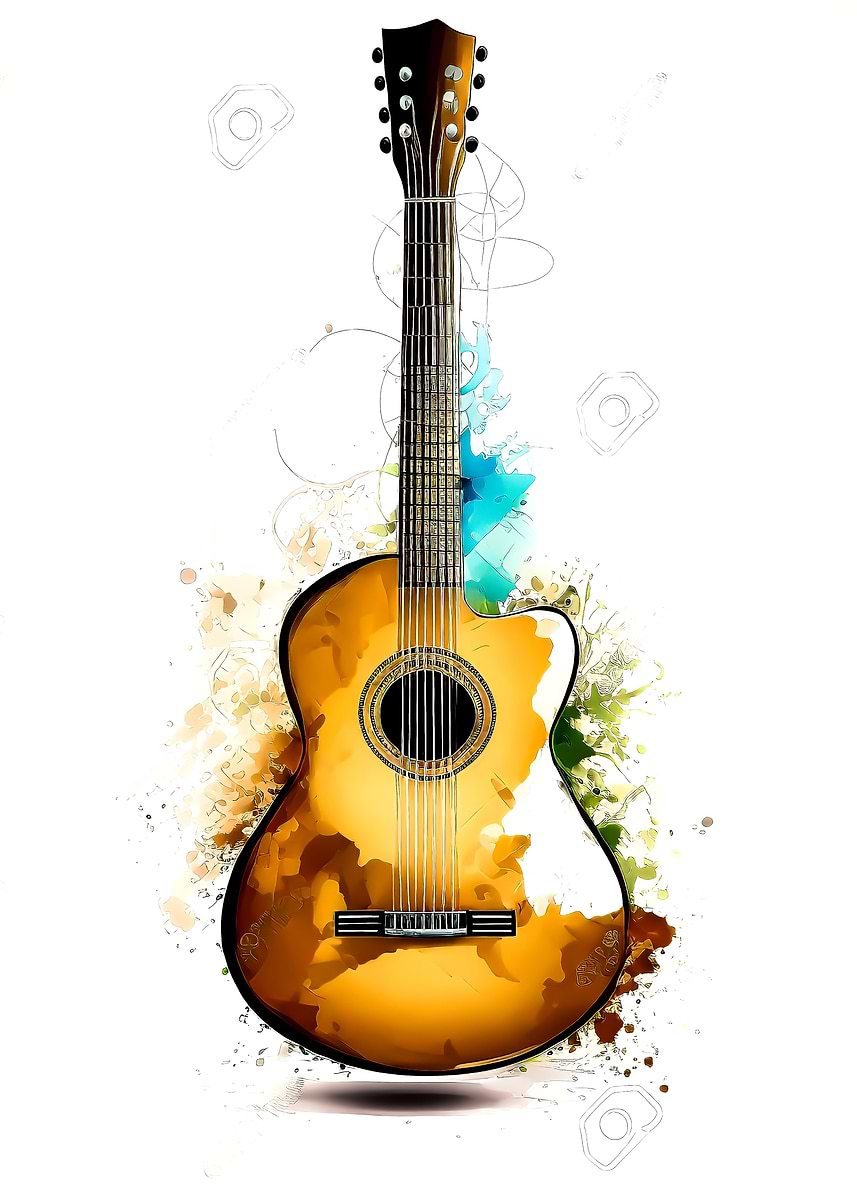 'Guitar watercolor ' Poster, picture, metal print, paint by Raheel ...
