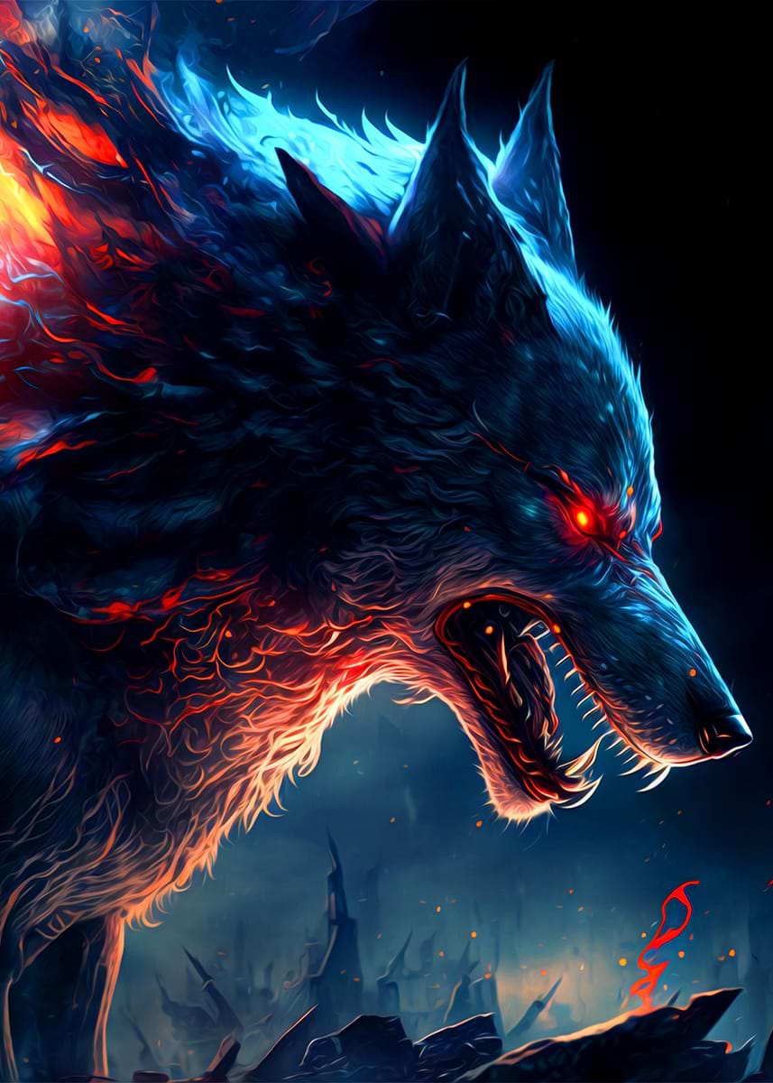 'Fantasy Wolf' Poster, picture, metal print, paint by Haibara Inuya ...
