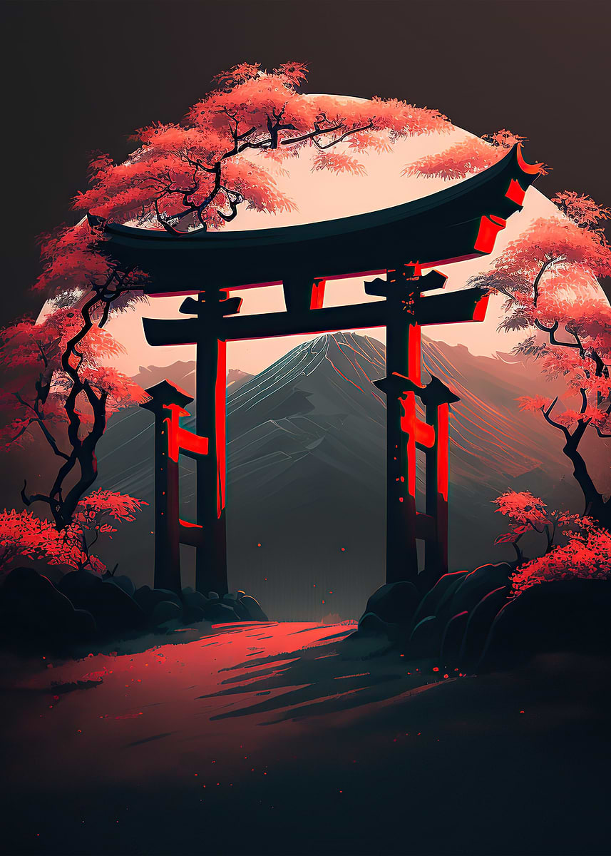 'japanese gate anime' Poster, picture, metal print, paint by Hari ...