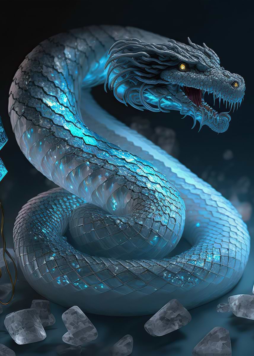 'Blue Snake Splash' Poster, picture, metal print, paint by MatiasCurrie ...