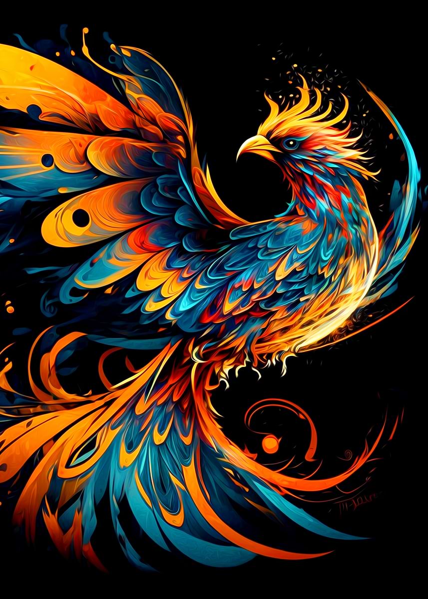 'Phoenix' Poster, picture, metal print, paint by Sunny Artist | Displate