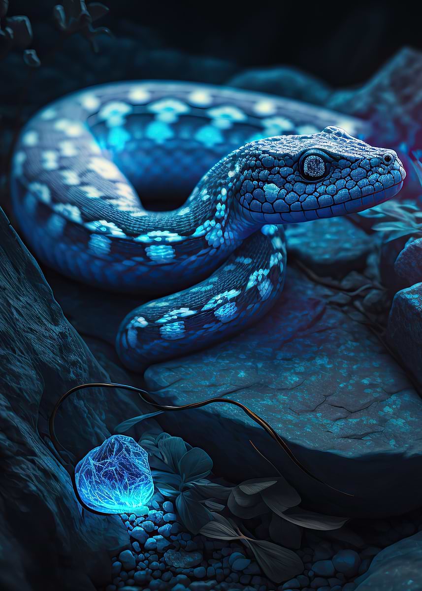 'Blue Snake Splash' Poster, picture, metal print, paint by MatiasCurrie ...