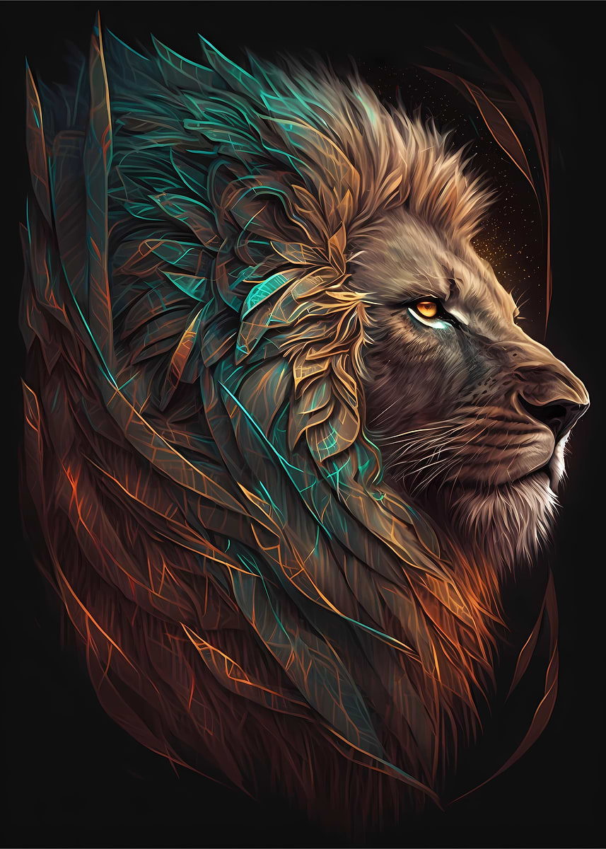 'Lion Magical world' Poster, picture, metal print, paint by Cassidee ...