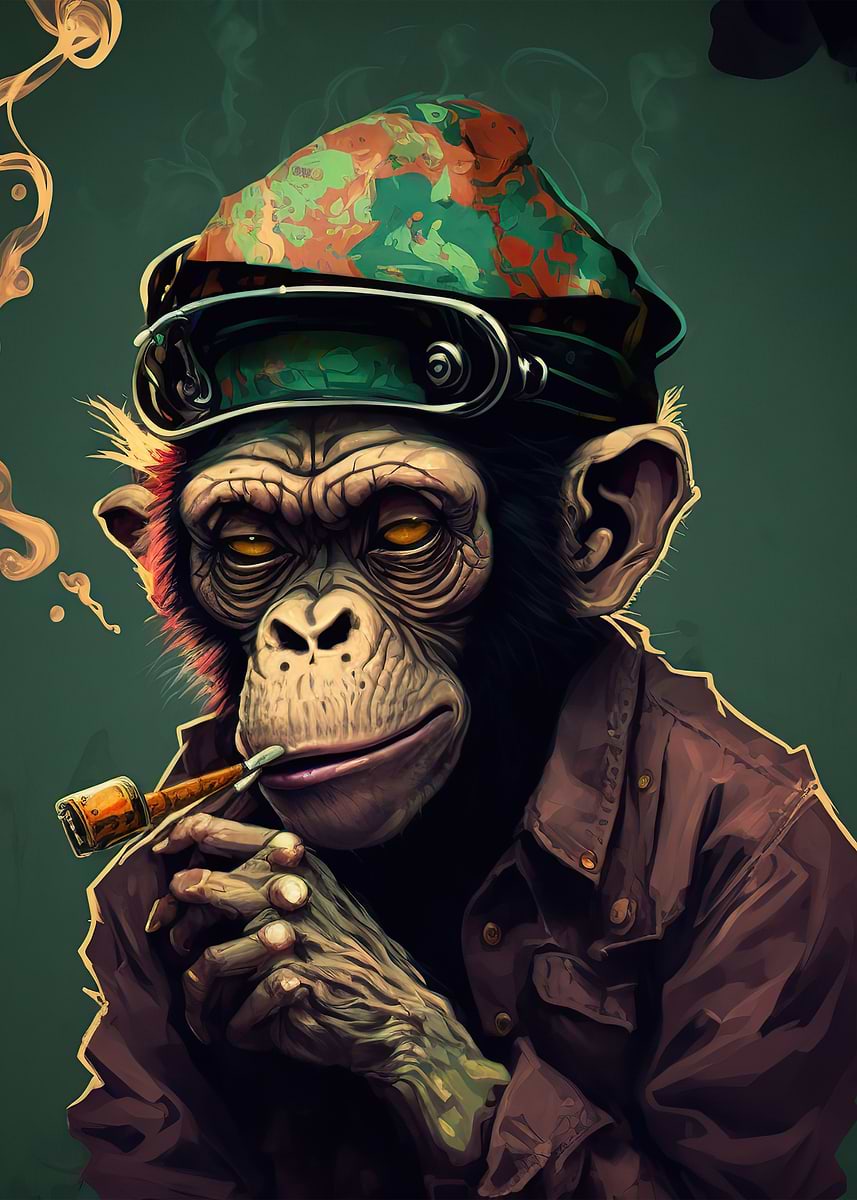 'Marijuana monkey' Poster, picture, metal print, paint by Atlas Mcguire ...