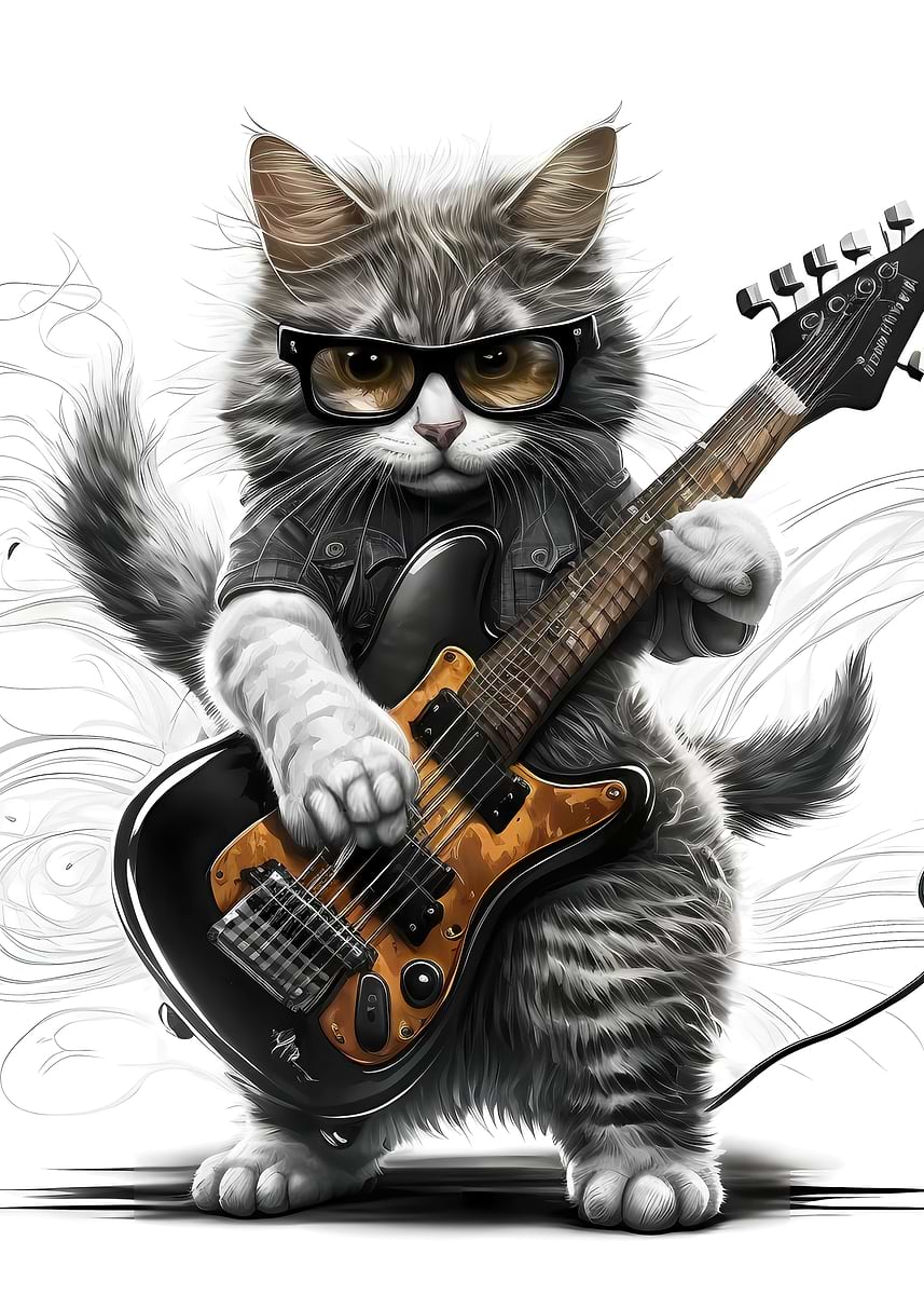 'Cat' Poster, picture, metal print, paint by Sky Creative | Displate