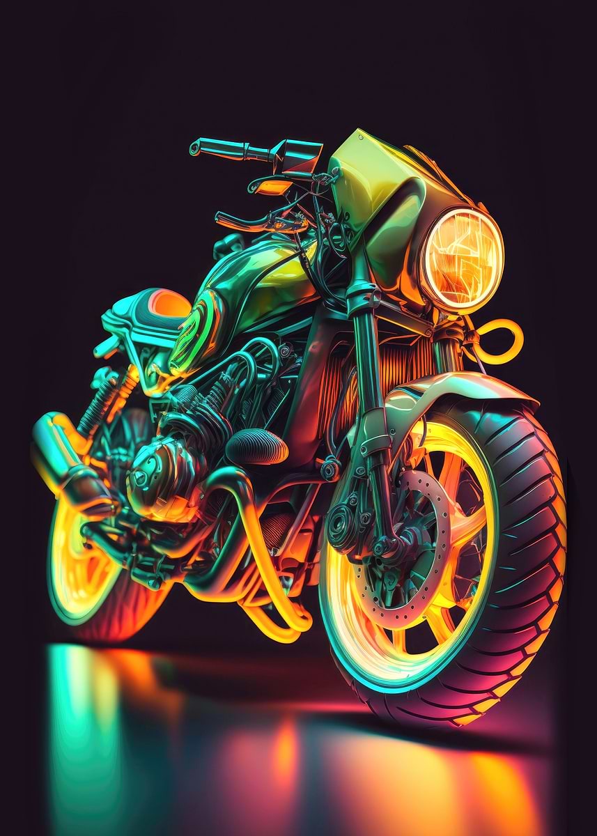 'Rainbow Motorcycle' Poster, picture, metal print, paint by P U F F Y ...