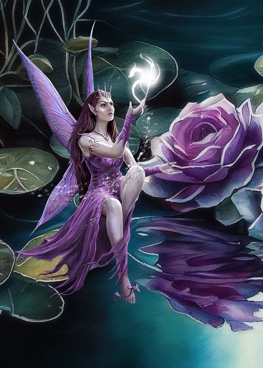 'Purple Fairy and Roses' Poster, picture, metal print, paint by Erika ...