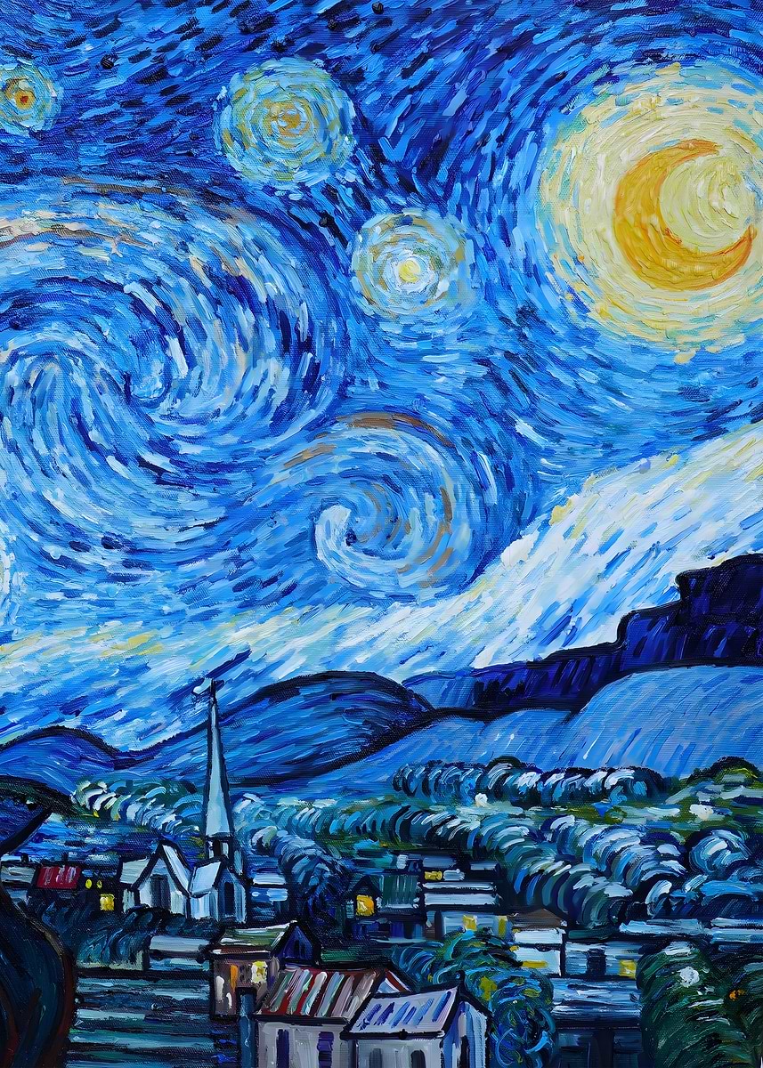 'Starry Night' Poster, picture, metal print, paint by Izu | Displate