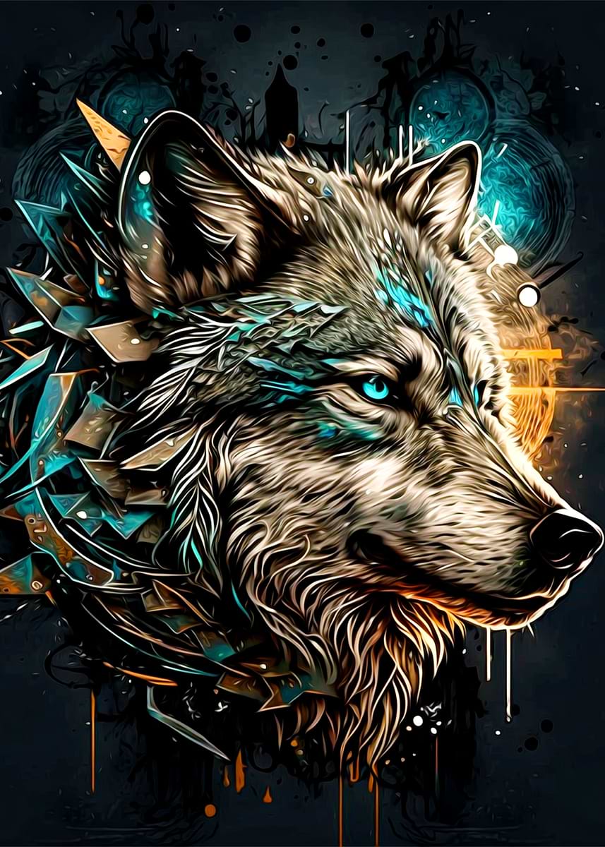 'Wolf' Poster, picture, metal print, paint by bds land | Displate