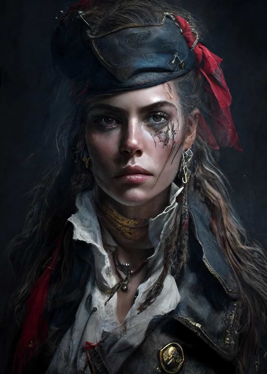 'Female Pirate Captain' Poster, picture, metal print, paint by Fantasy ...
