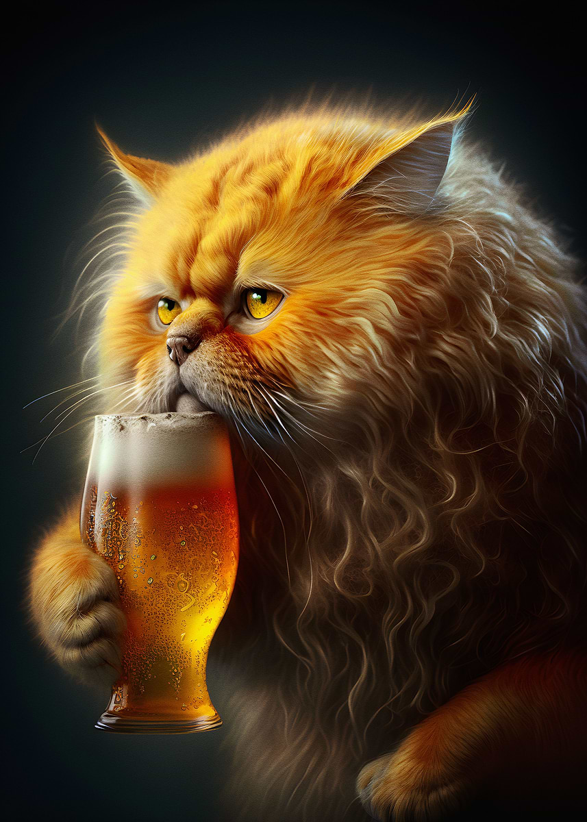 'Longish Cat' Poster, picture, metal print, paint by Elz art | Displate
