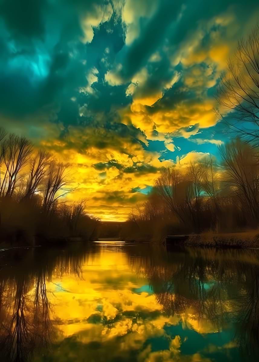 'Relaxing landscape' Poster, picture, metal print, paint by Pink Banana ...