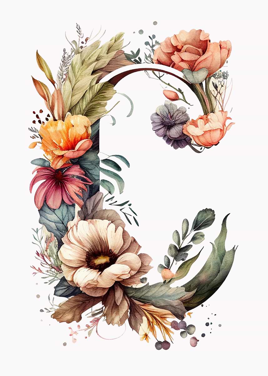 'Watercolor Letter C Poster' Poster, picture, metal print, paint by ...