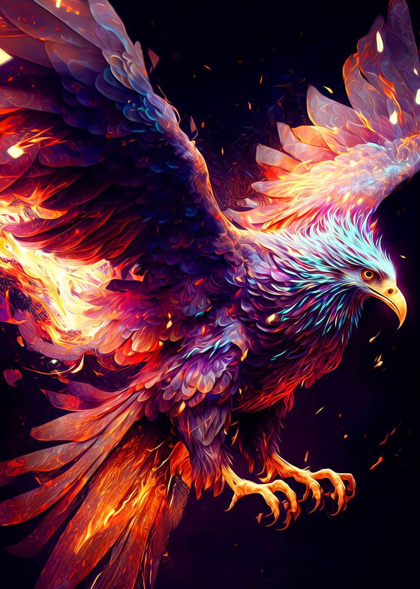 'Phoenix' Poster, picture, metal print, paint by Sunny Artist | Displate