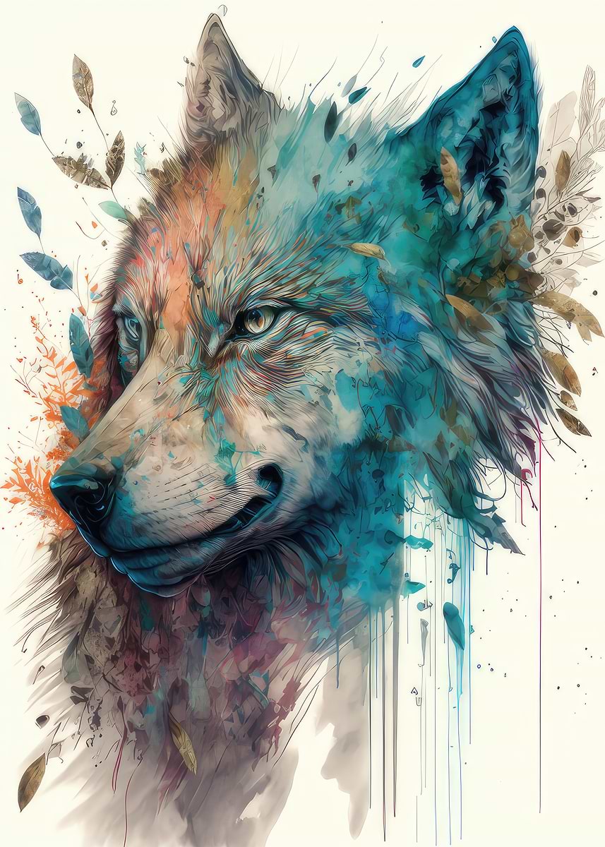 'Colorful Wolf' Poster, picture, metal print, paint by Wolf Design ...