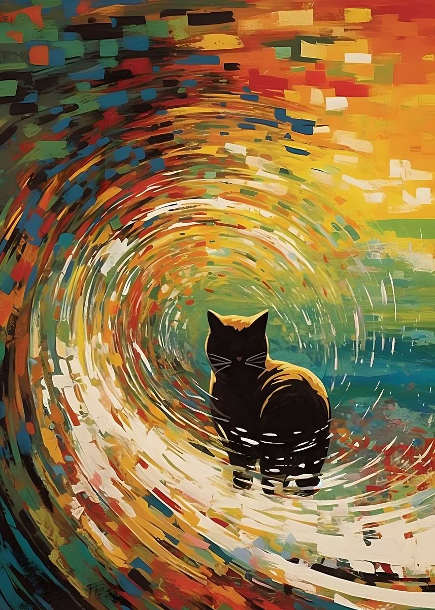 'Cat Wave' Poster, picture, metal print, paint by FusionDesigns | Displate