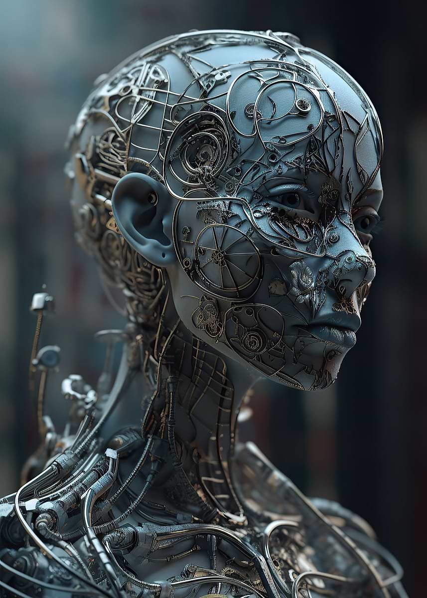 'Cyborg Porcelain Female' Poster, picture, metal print, paint by ...