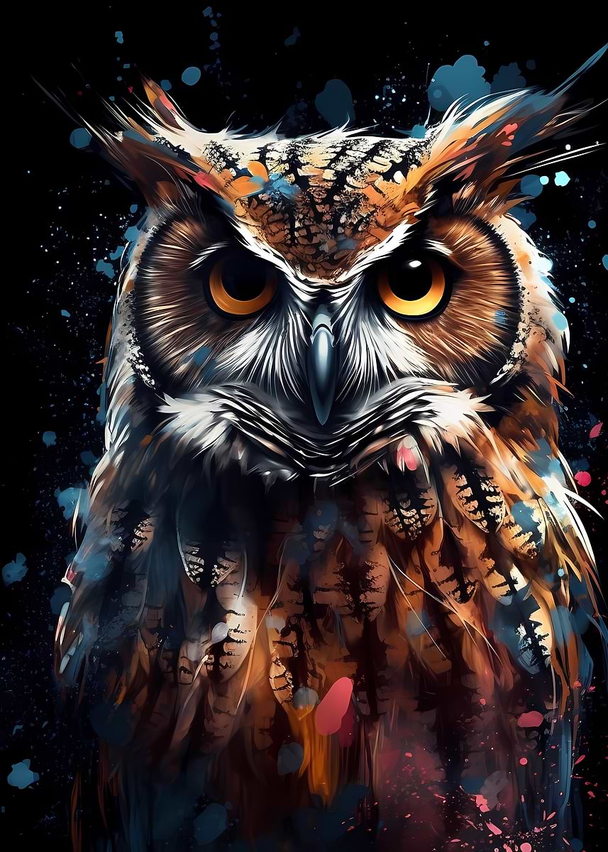 'Owl Digital Art' Poster, picture, metal print, paint by DecoyDesign ...