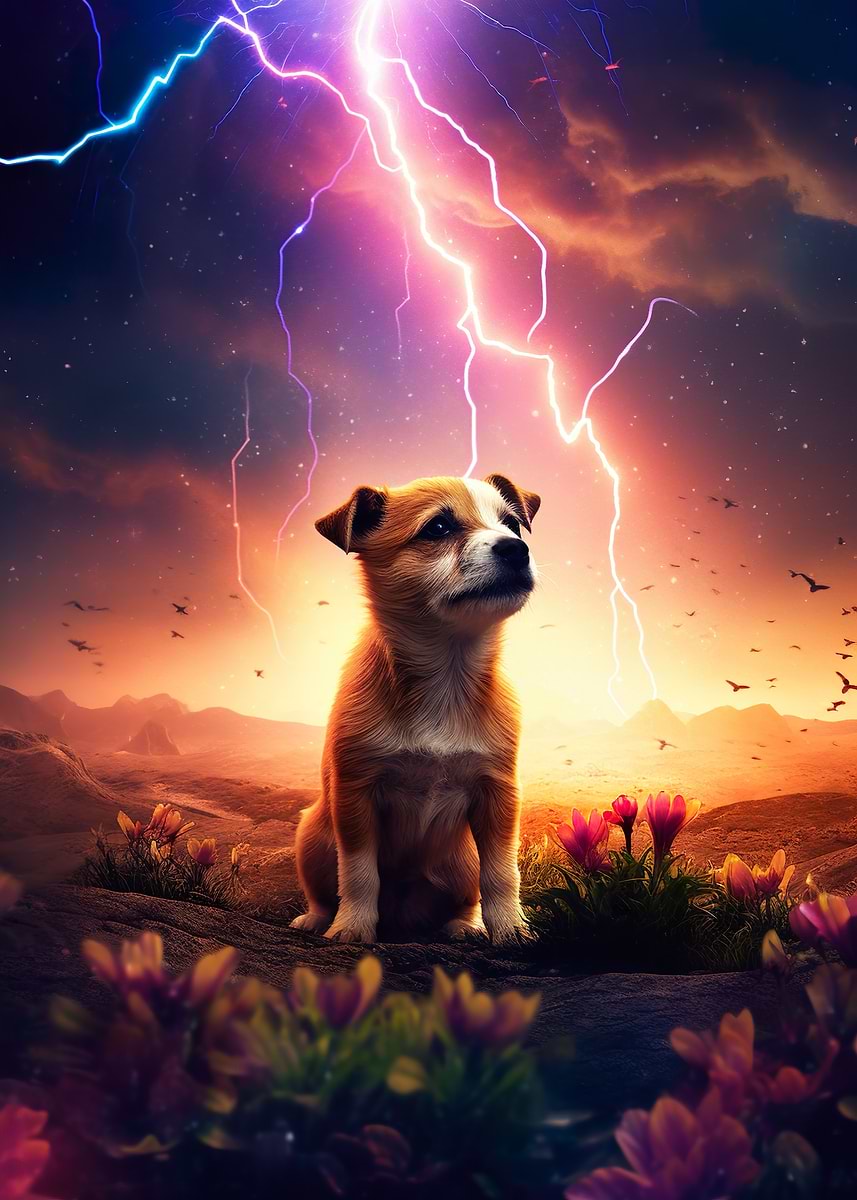'Cute Dog on Mars' Poster, picture, metal print, paint by ...
