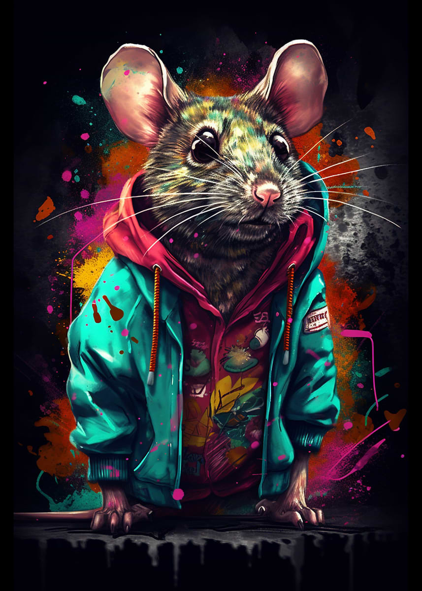 'Graffiti Street Art Rat' Poster, picture, metal print, paint by Color ...