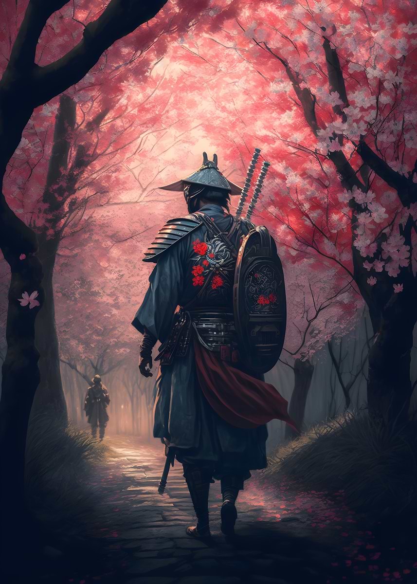 'Samurai cherry blossom' Poster, picture, metal print, paint by Makadur ...