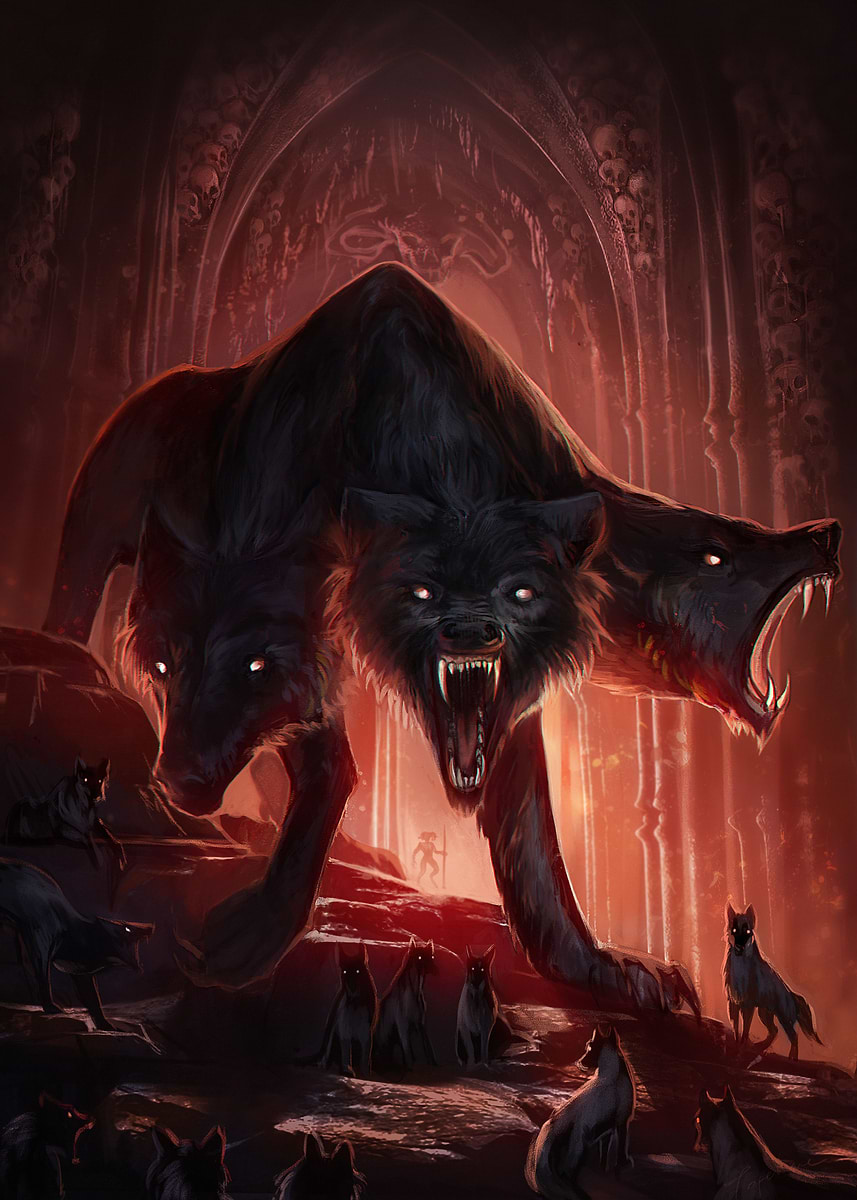 'Cerberus' Poster, picture, metal print, paint by Topelune | Displate